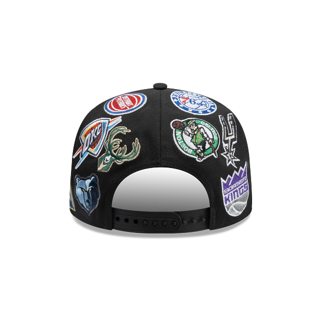 Gorra Plana de NBA All Over Logo 9FIFTY Snapback Negra – New Era Cap México