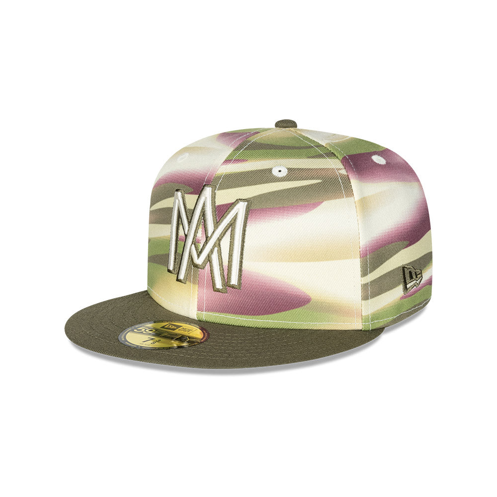 Gorra Plana de Los Águilas de Mexicali Camo LAMP Supernature 59FIFTY ...